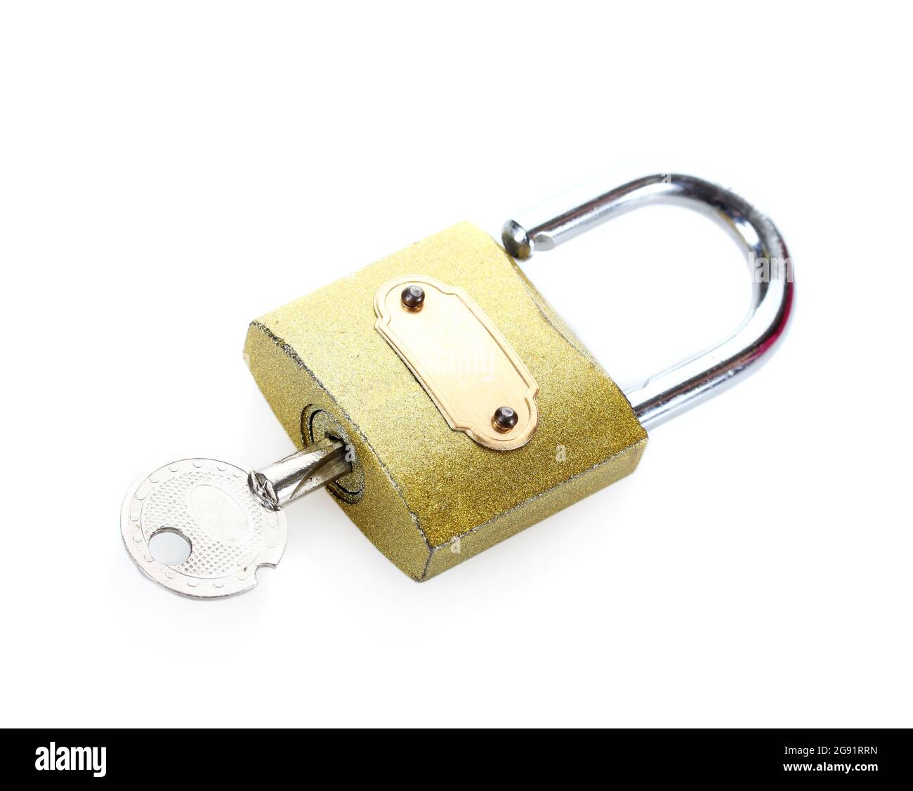 golden padlock with key isolated on white Stock Photo - Alamy