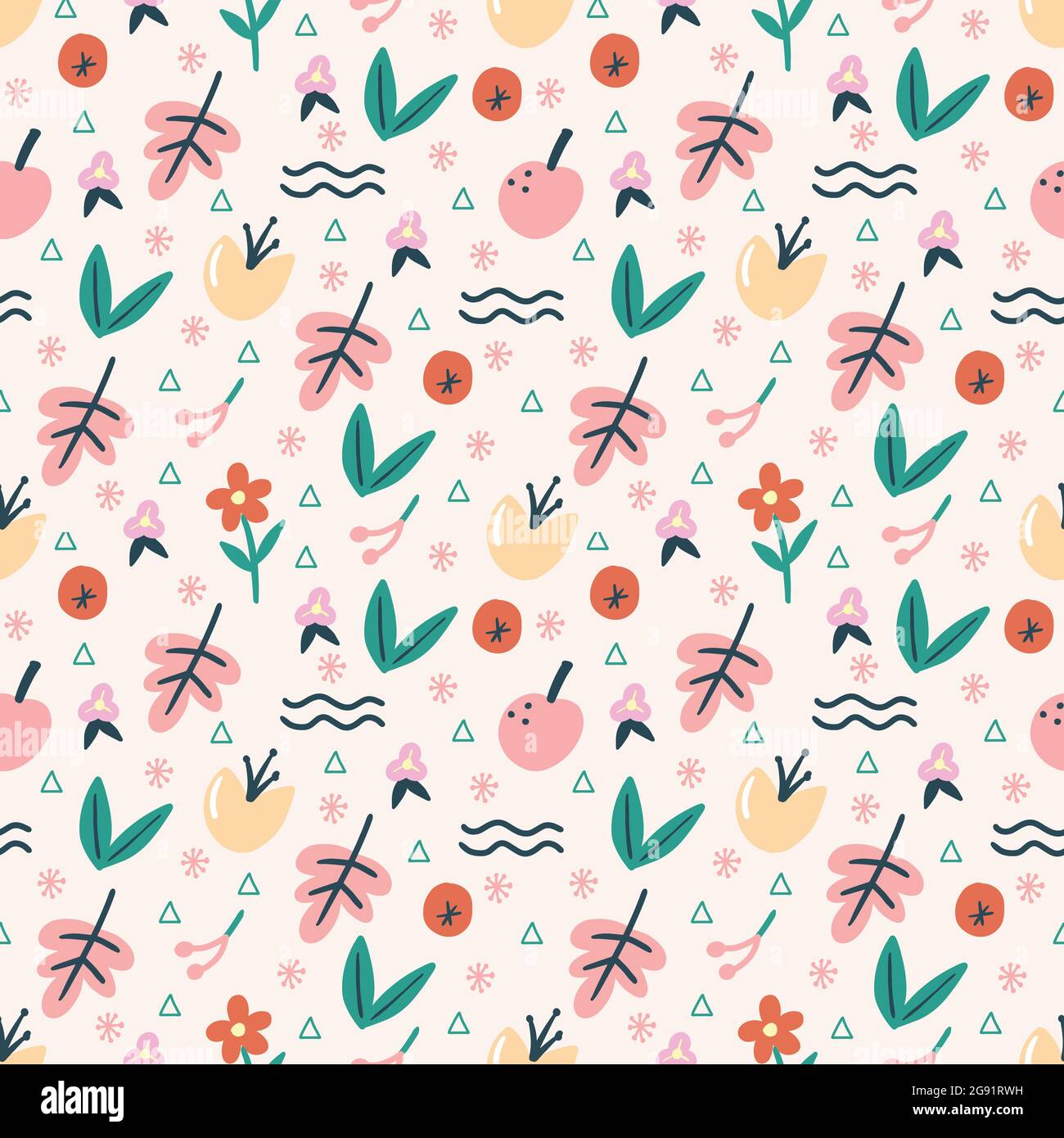 collection set of leaf plants and flowers pattern Stock Vector Image ...