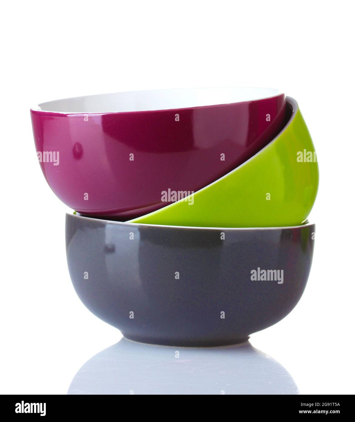 bright empty bowls isolated on white Stock Photo - Alamy