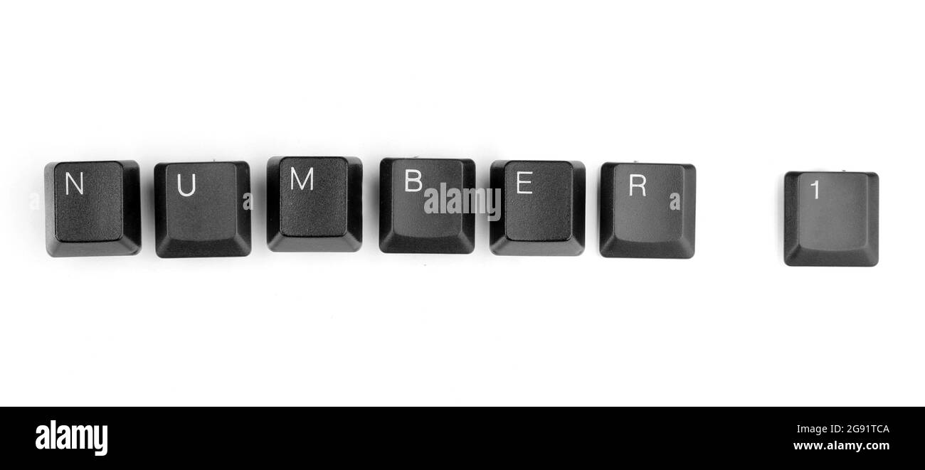 Keyboard keys saying number one isolated on white Stock Photo - Alamy