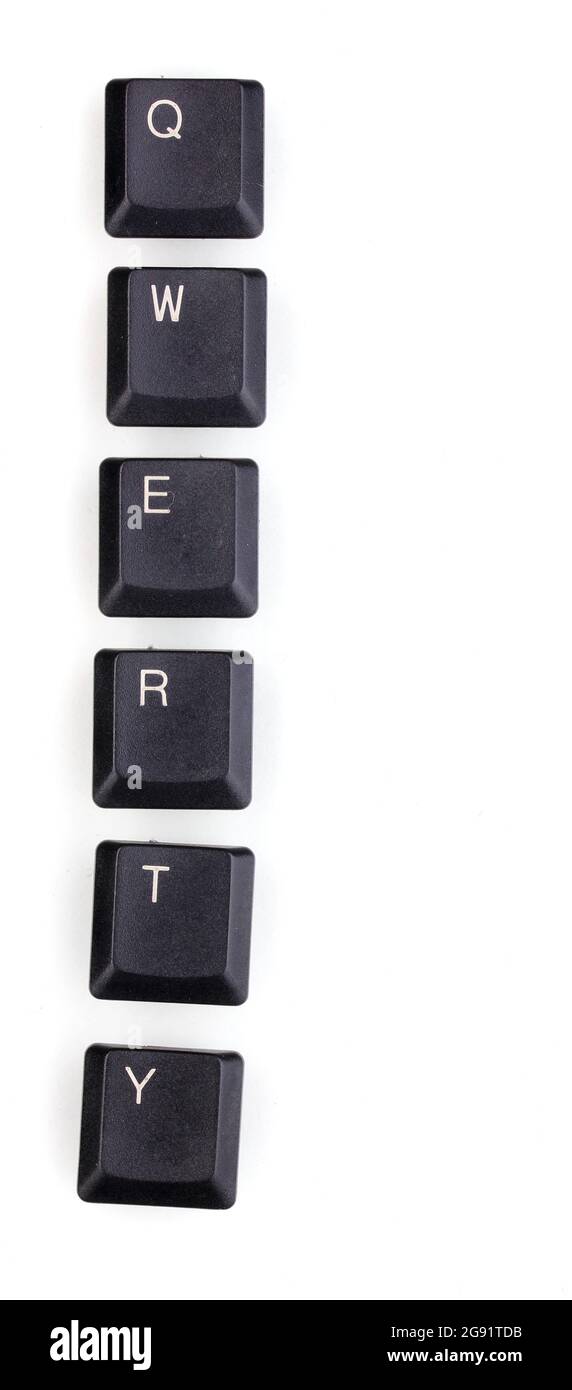 Keyboard keys saying qwerty isolated on white Stock Photo - Alamy