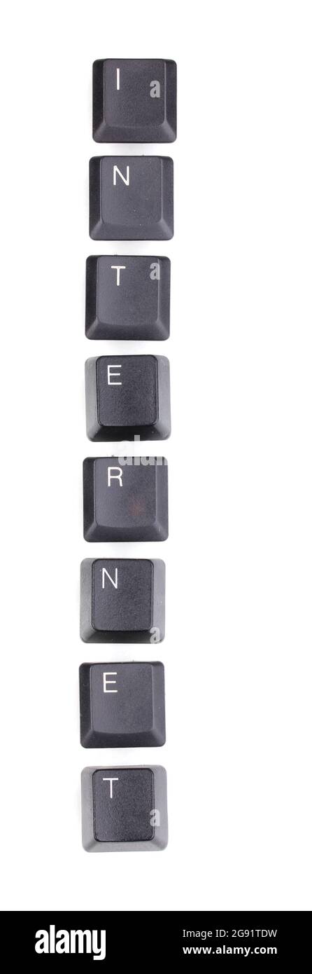 Keyboard keys saying internet isolated on white Stock Photo - Alamy