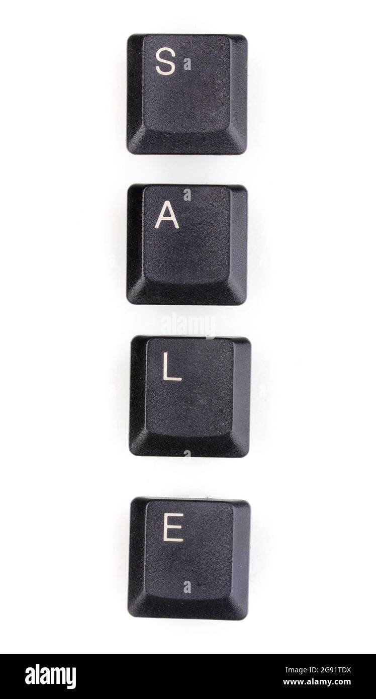Keyboard keys saying sale isolated on white Stock Photo - Alamy