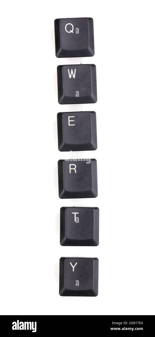Keyboard keys saying qwerty isolated on white Stock Photo - Alamy
