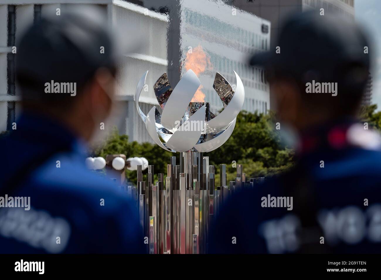 Tokio, Japan. 24th July, 2021. The Olympic fire is burning. The 2020 ...