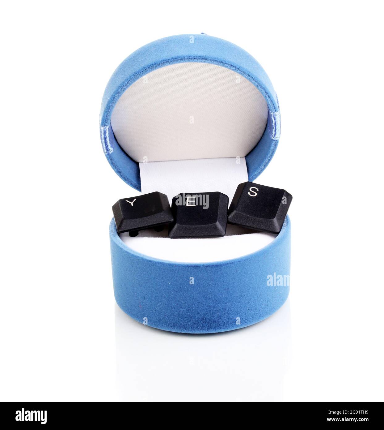 Keyboard keys saying yes in box isolated on white Stock Photo - Alamy