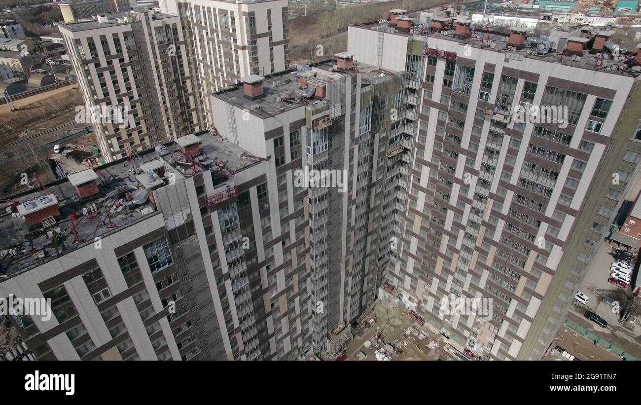 An aerial view of a residential building construction area Stock Photo ...