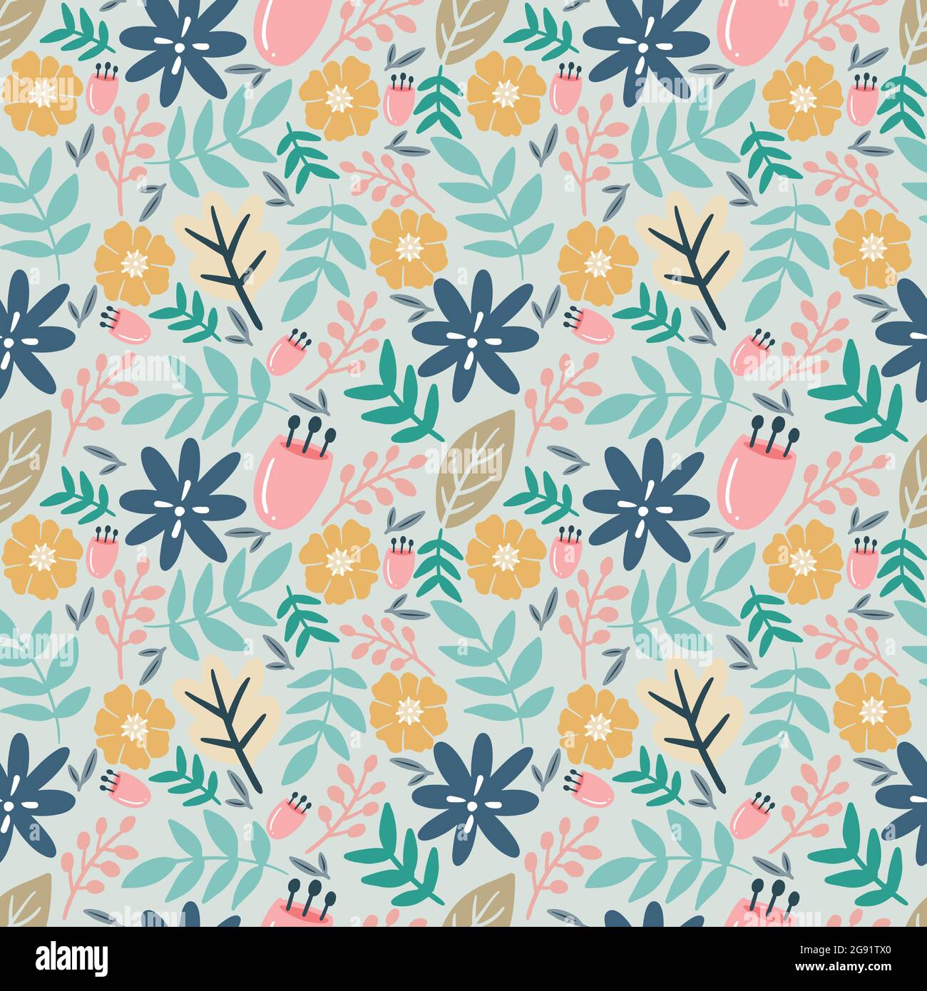 collection set of leaf plants and flowers pattern Stock Vector Image ...