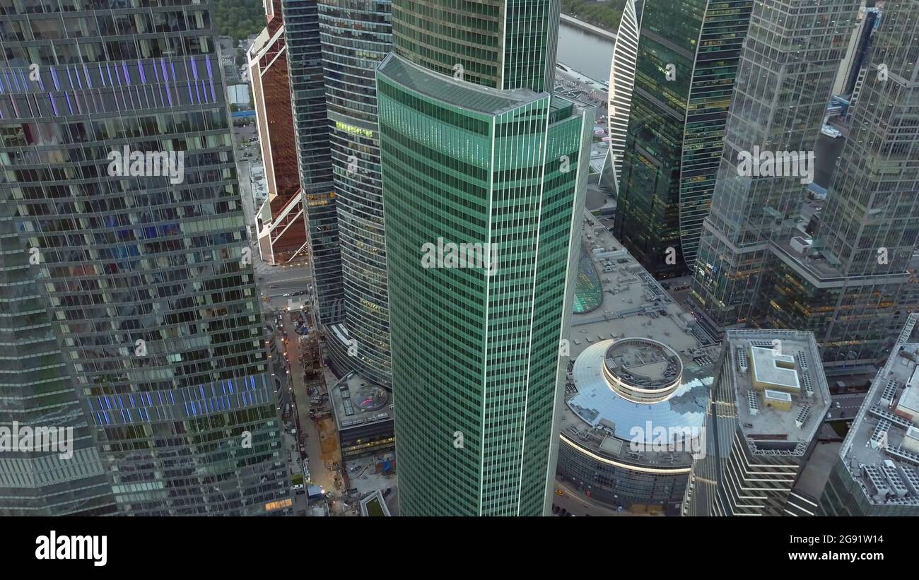 Flying over modern high skyscrapers hi-res stock photography and images ...