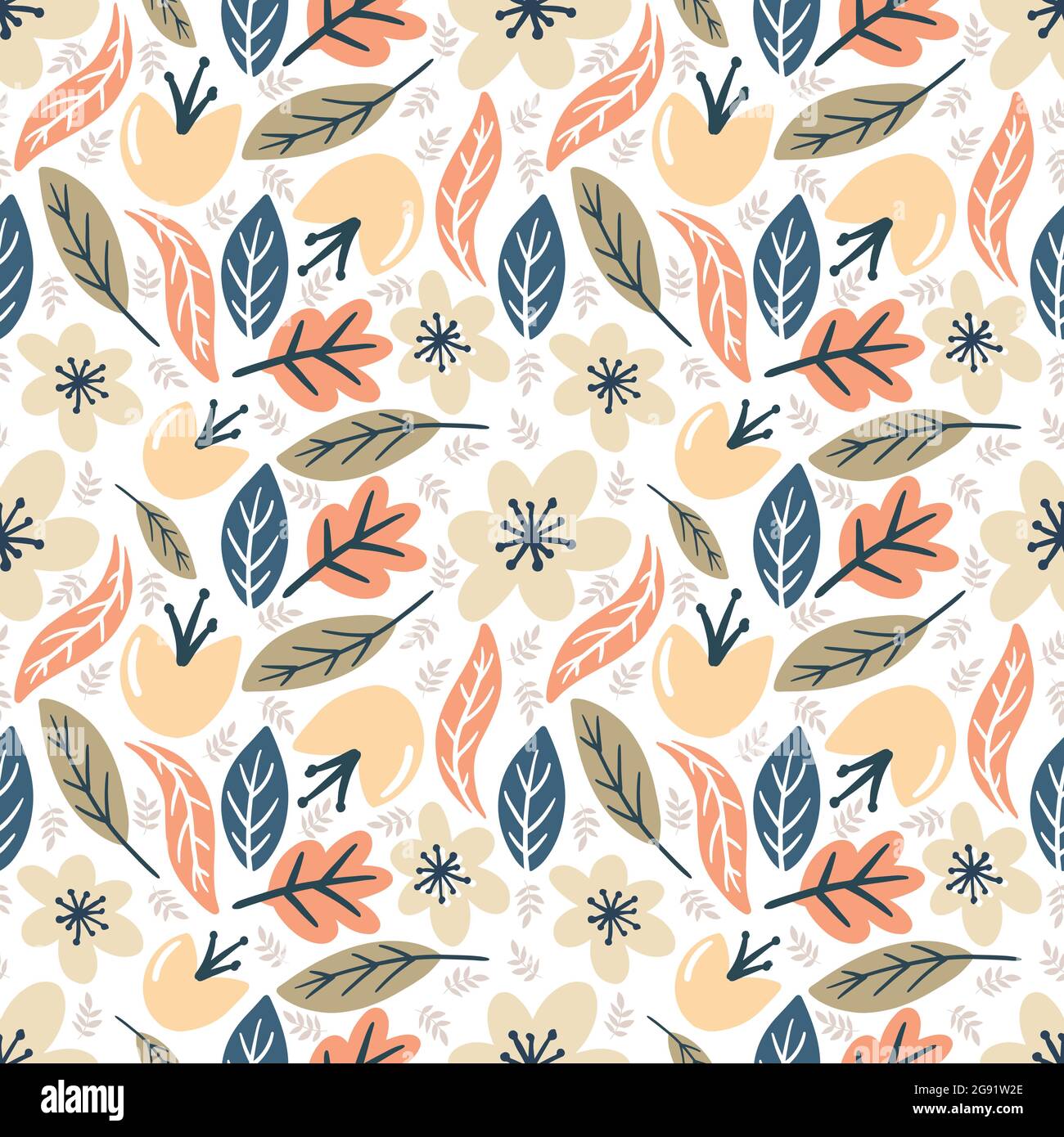 vector pattern with various leaf and flower Stock Vector Image & Art ...
