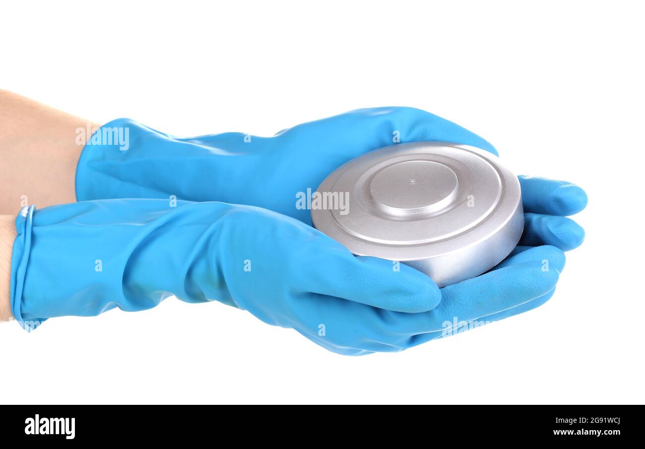 Uranium in hands isolated on white Stock Photo - Alamy