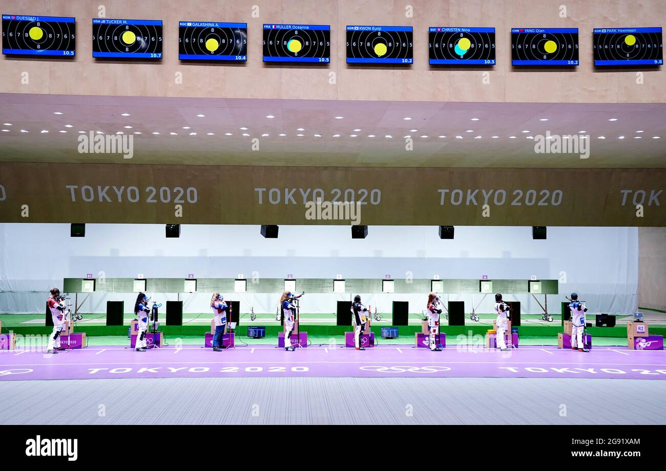 Athletes compete during the 10m Air Rifle Women's Final at the Asaka ...