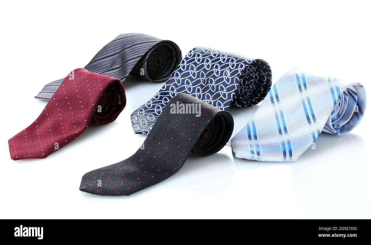 bright rolled ties isolated on white Stock Photo - Alamy