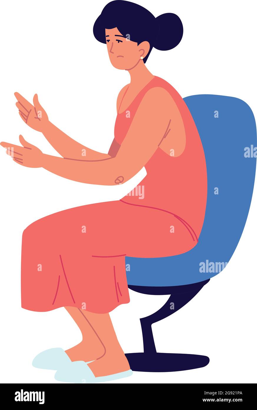 sad woman sitting on the chair Stock Vector Image & Art - Alamy