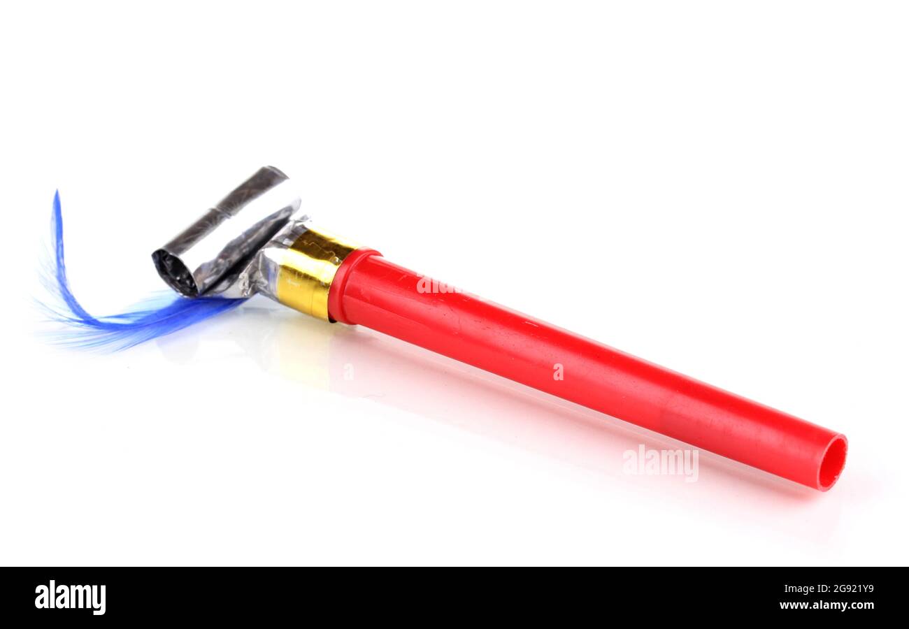 Party whistle isolated on white Stock Photo - Alamy
