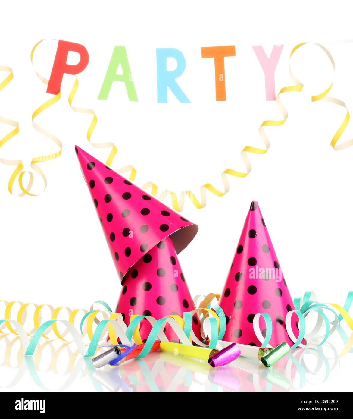 Party items isolated on white Stock Photo - Alamy