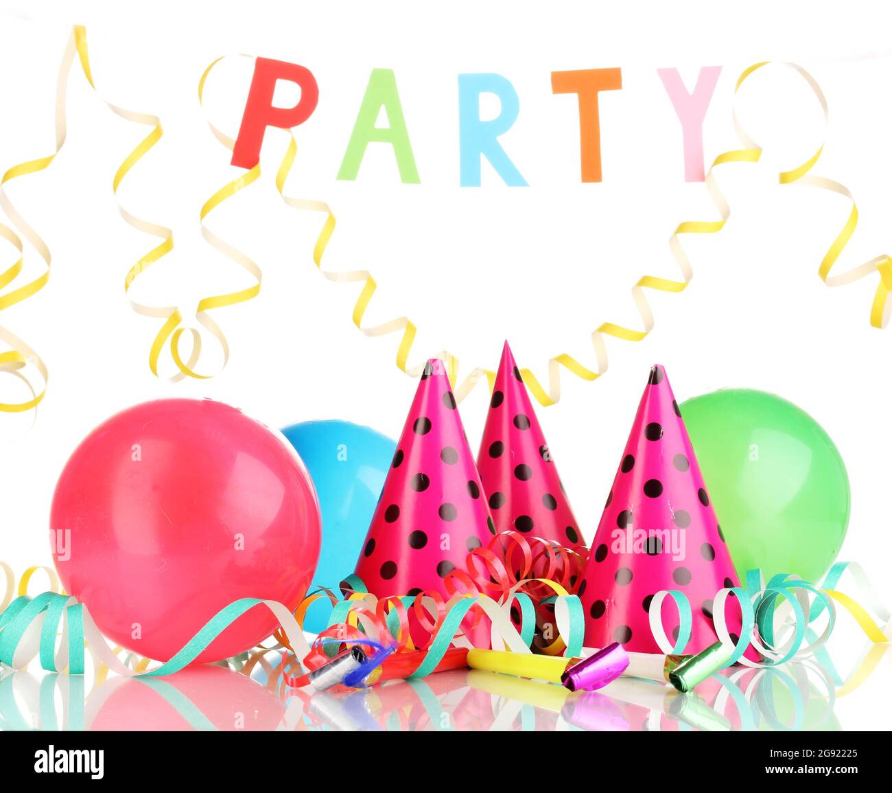 Party items isolated on white Stock Photo - Alamy