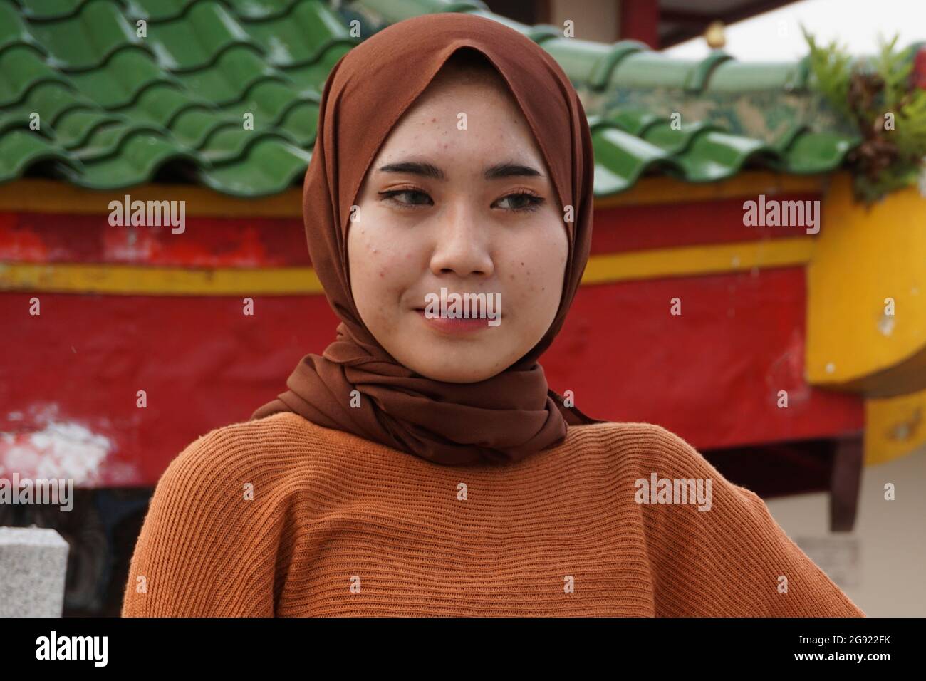 Beautiful Muslim girls with a natural background. The girl's vacation ...