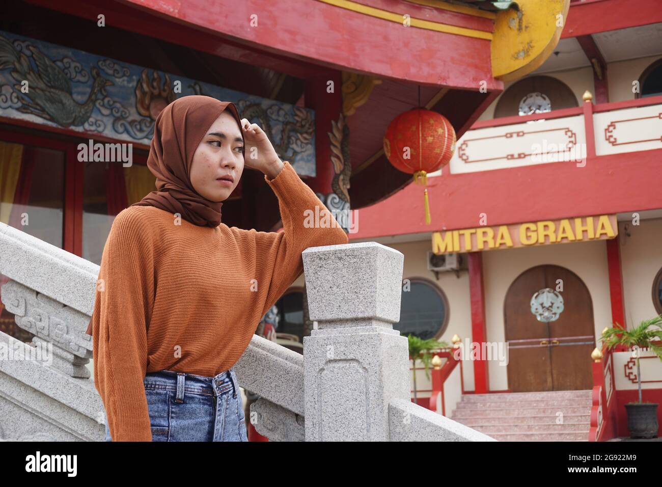 Beautiful Muslim girls with a natural background. The girl's vacation ...