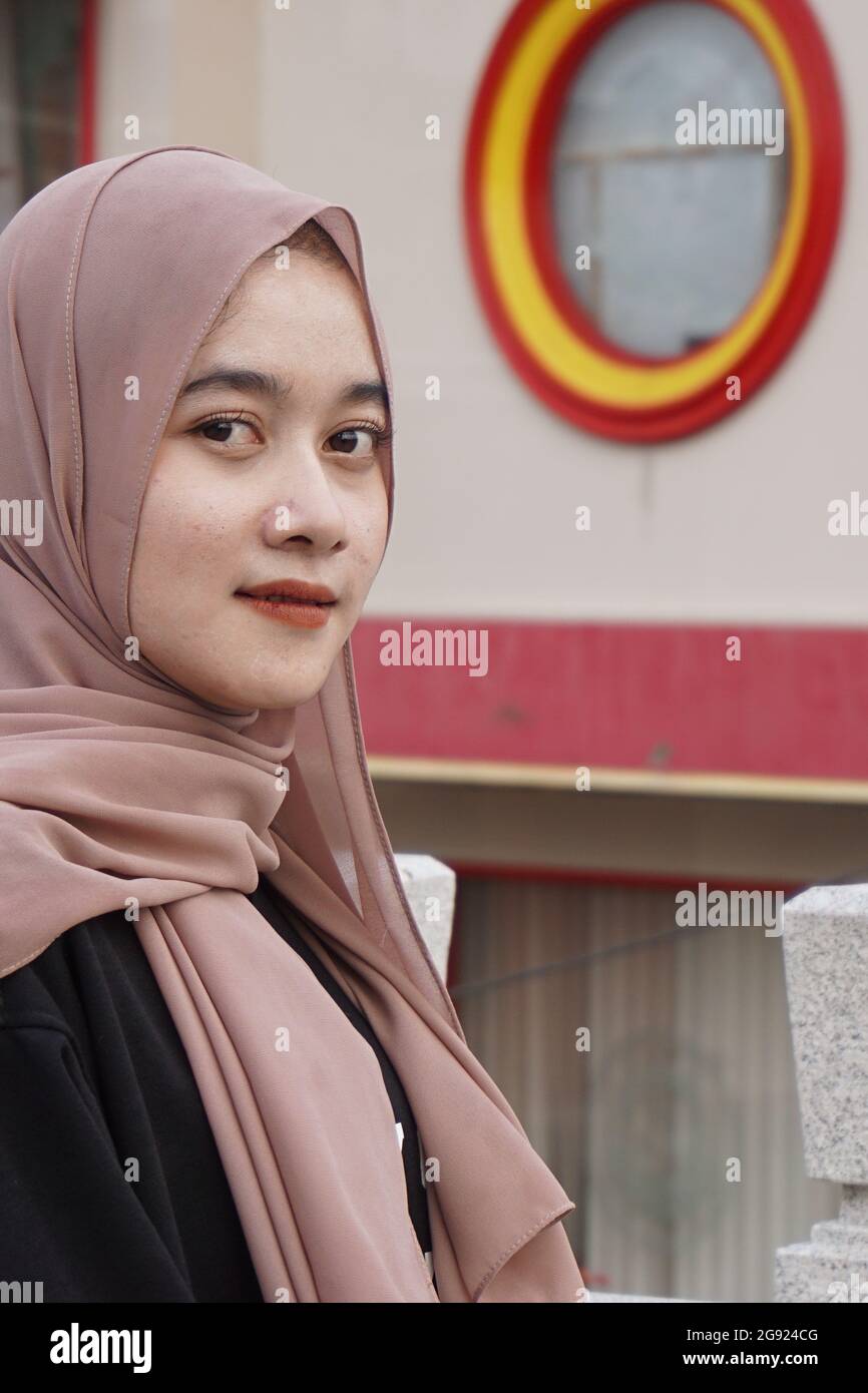 Beautiful Muslim girls with a natural background. The girl's vacation ...