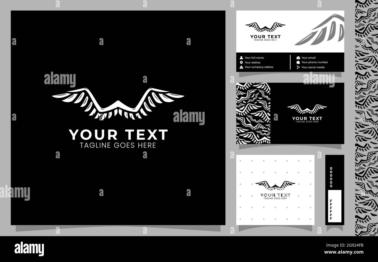 Double Wing, minimalism concept logo template with business card and ...
