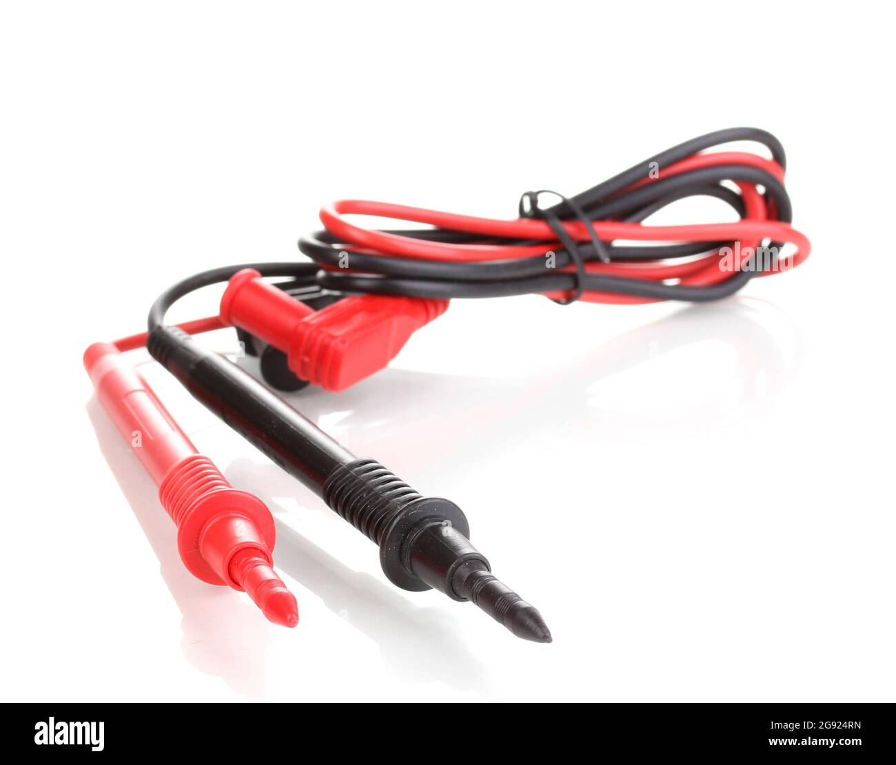 Red and black probes of multimeter isolated on white Stock Photo - Alamy