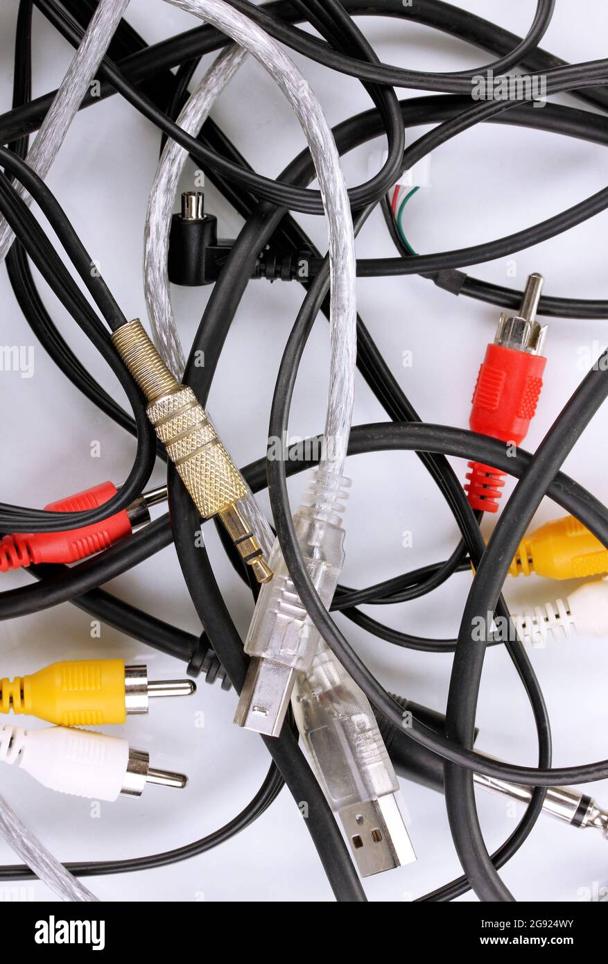 Many connection wires isolated on white Stock Photo - Alamy