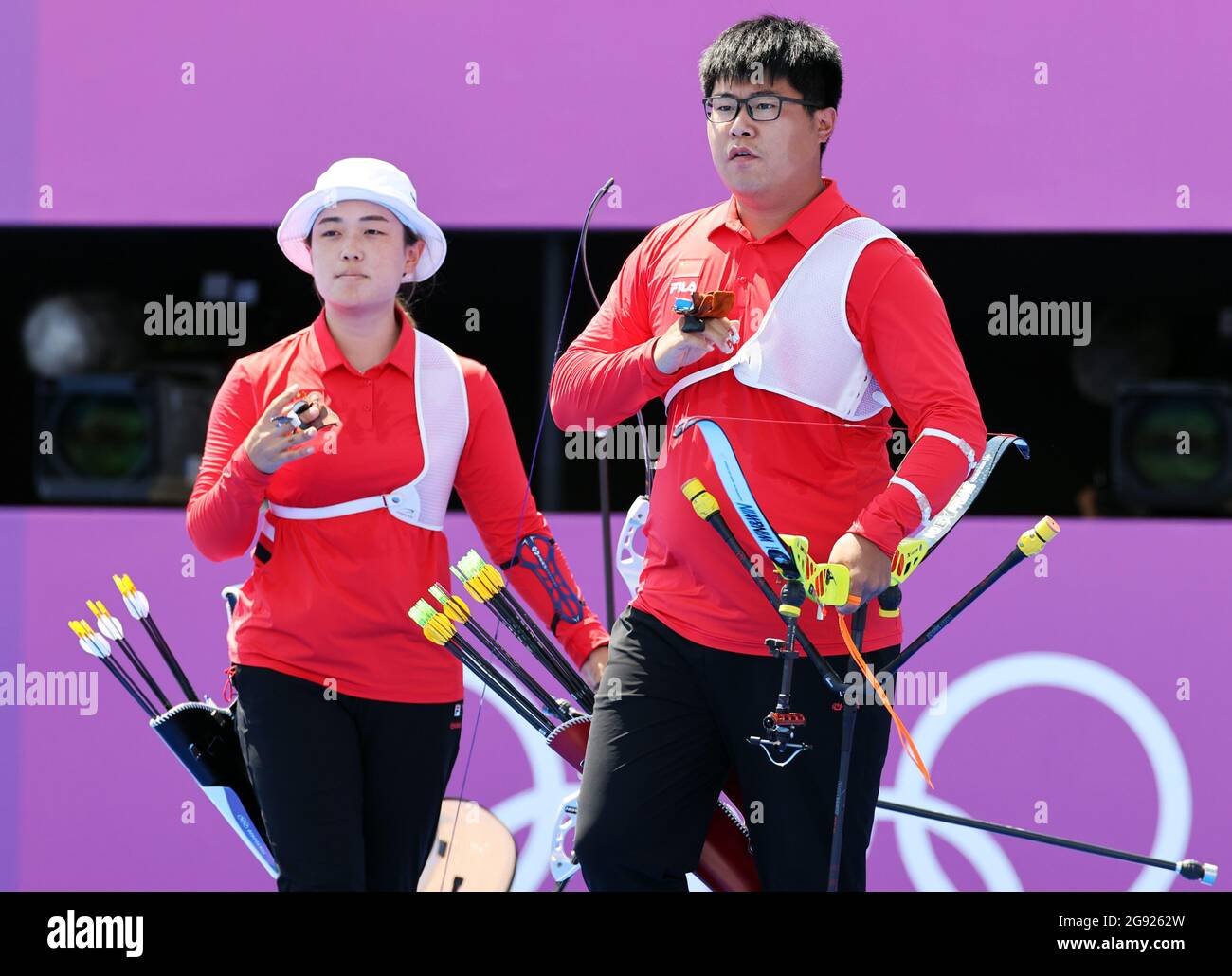 Tokyo, Japan. 24th July, 2021. Wu Jiaxin (L) and Wang Dapeng of China ...