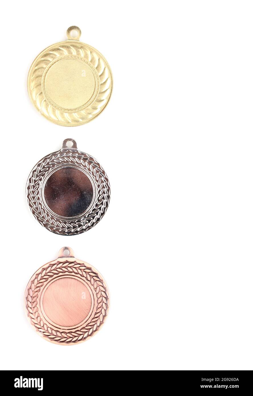 Three medals isolated on white Stock Photo - Alamy