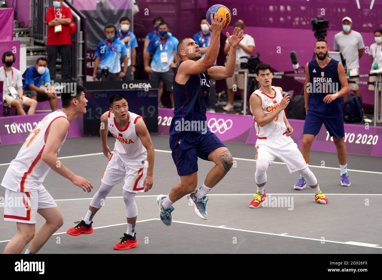 Serbia's Dusan Domovic Bulut in action during the Men's 3x3 Basketball ...