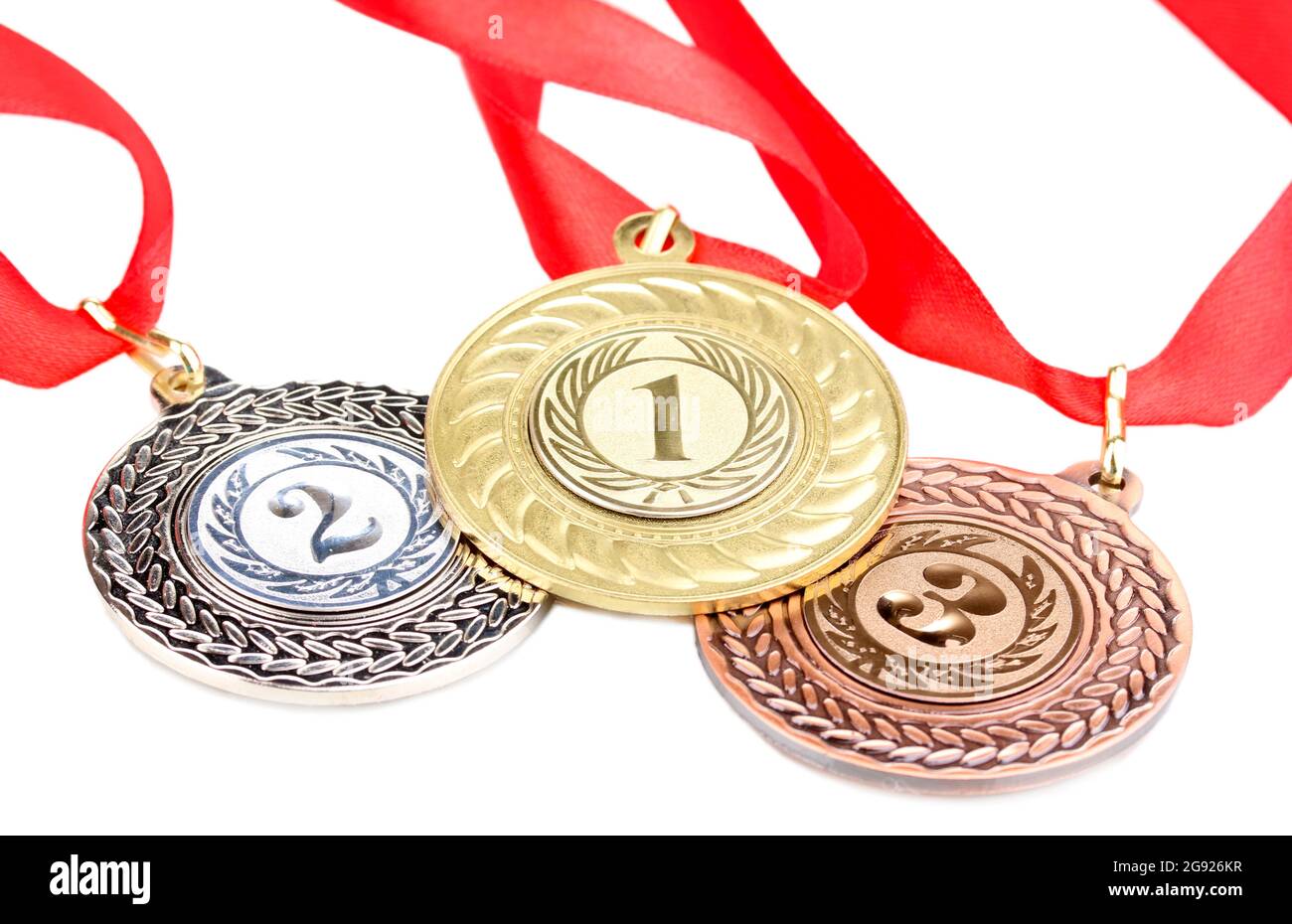 Three medals isolated on white Stock Photo - Alamy