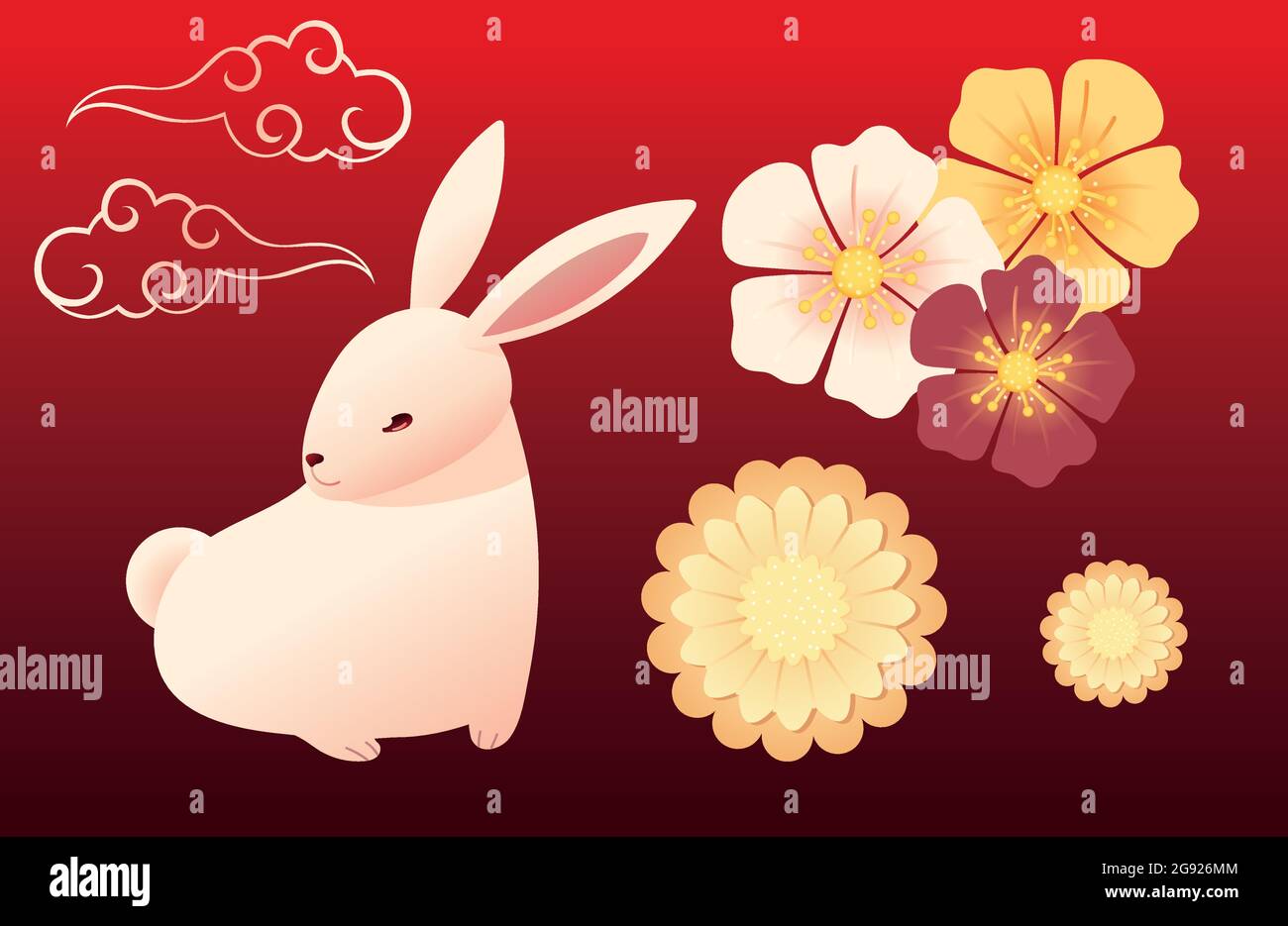cute rabbit with flowers Stock Vector Image & Art - Alamy