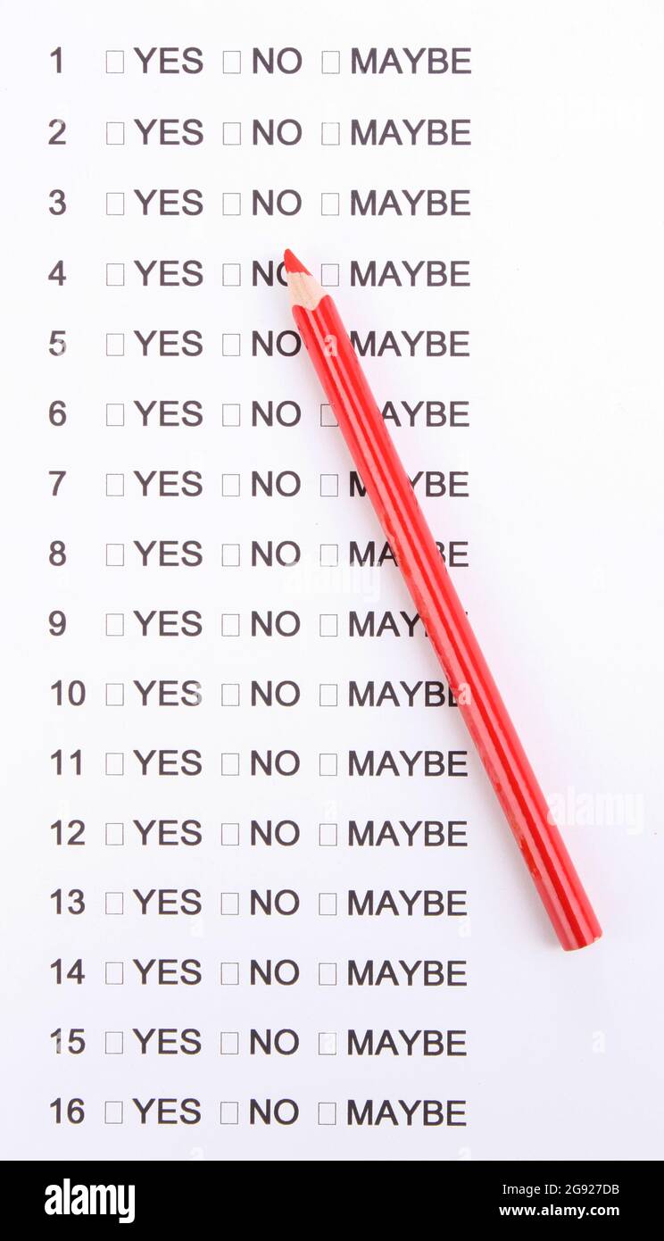Yes No Maybe Checklist