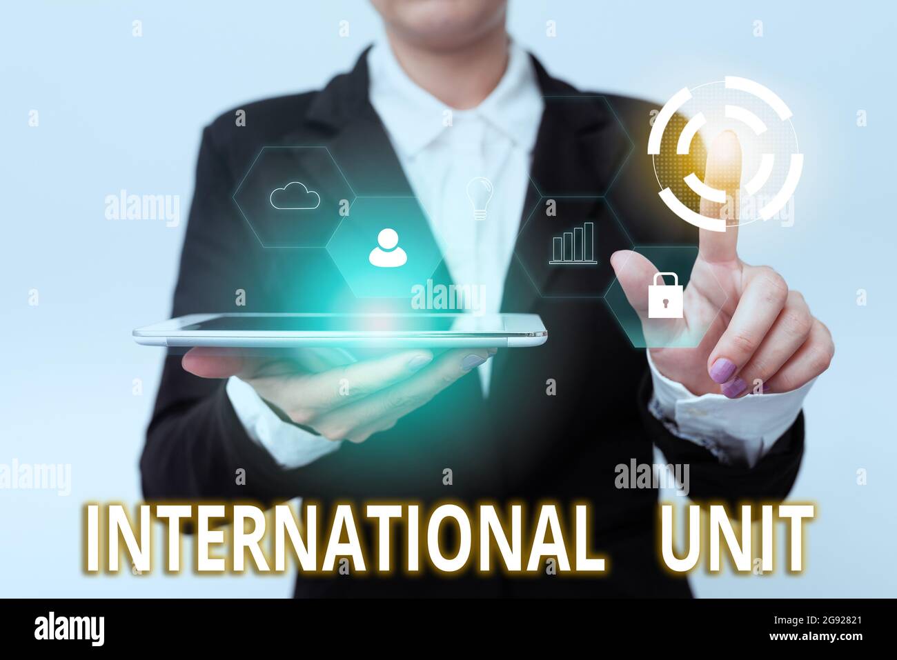 Text showing inspiration International Unit. Word Written on the ...