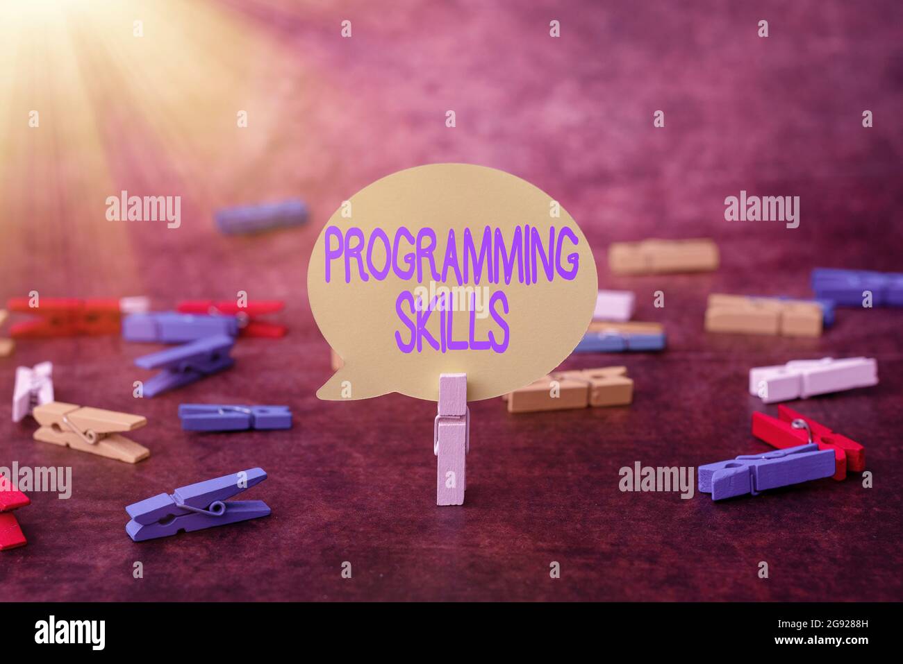 Text caption presenting Programming Skills. Business showcase skills vital to write a program so ...