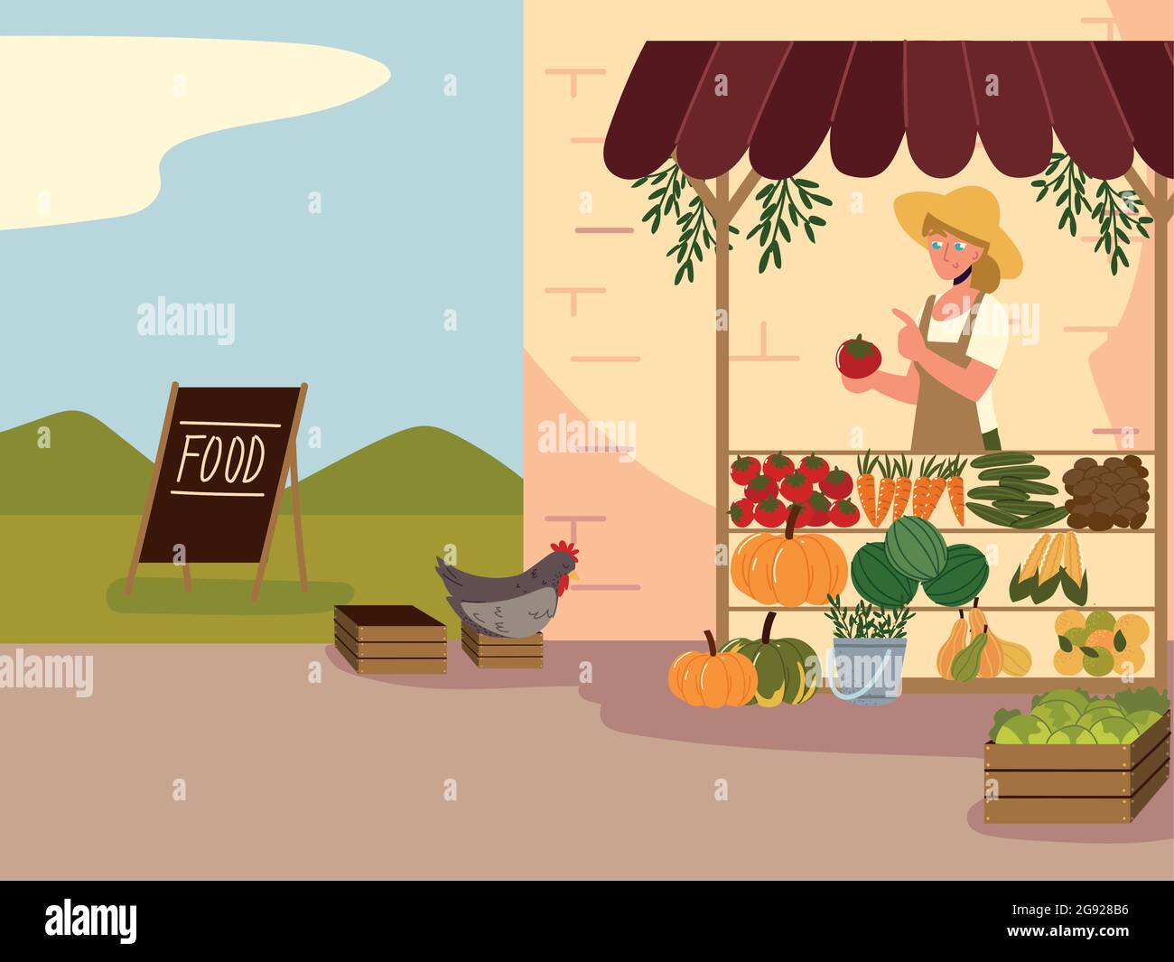 Woman selling food in Stock Vector Images - Alamy