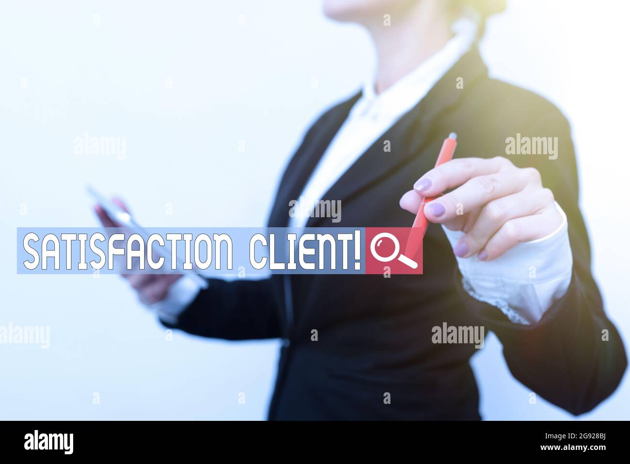 Conceptual caption Satisfaction Client. Business approach benefits ...