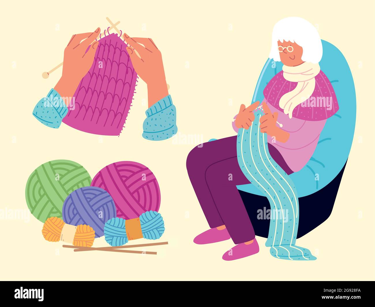 grandmother knits set Stock Vector Image & Art - Alamy