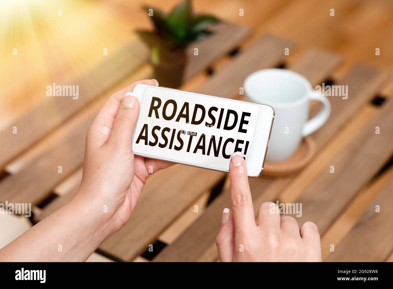 Hand writing sign Roadside Assistance. Business showcase helps drivers ...
