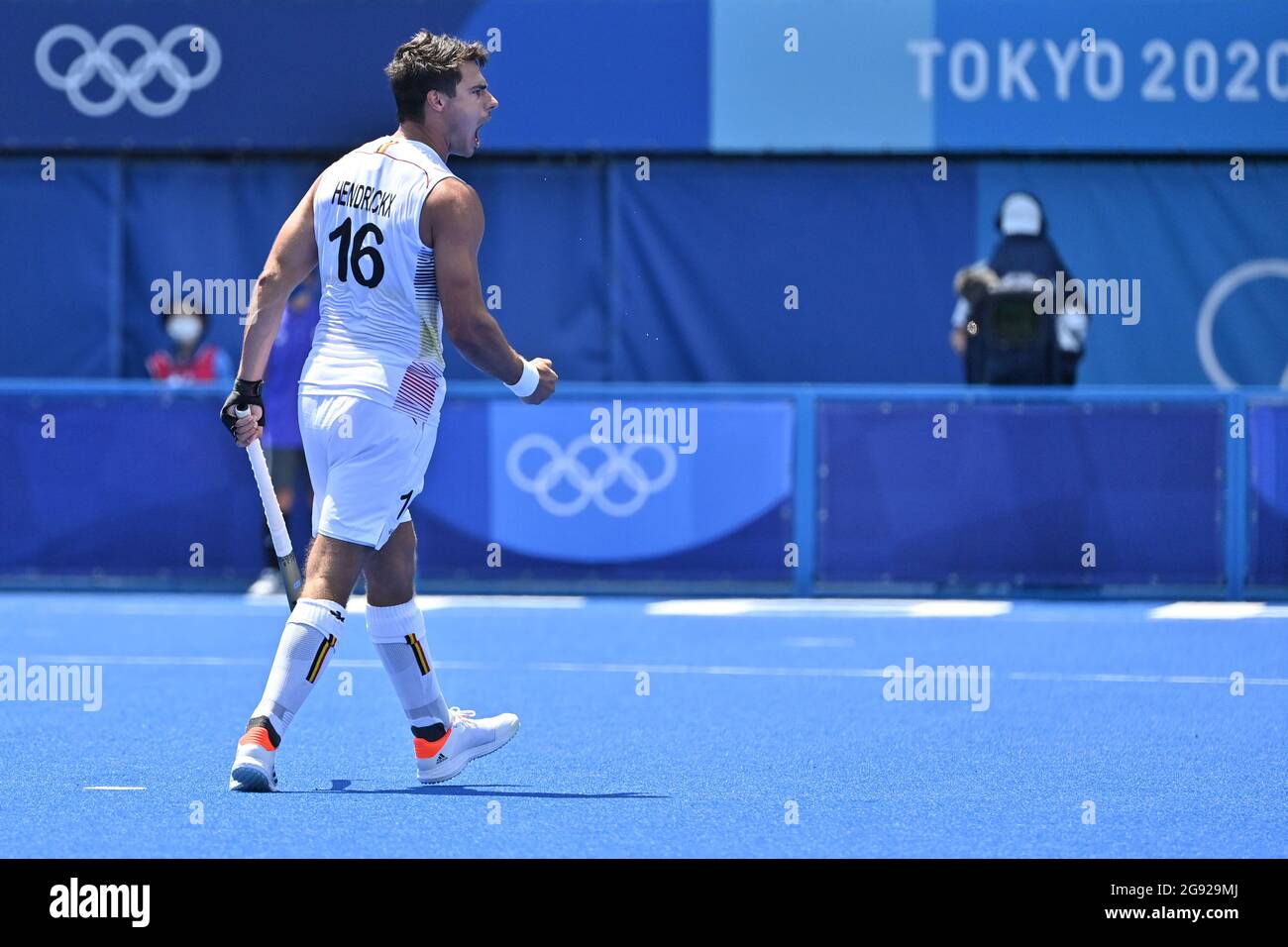 Belgium's Alexander Hendrickx celebrates after scoring during a hockey ...