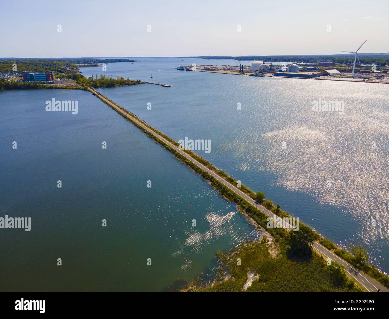 Watchemoket Cove and Bay Bike Path at Providence River aerial view near ...