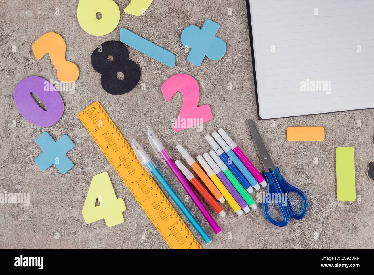 Assortment of supplies for school. Flat lay. Back to school Stock Photo ...