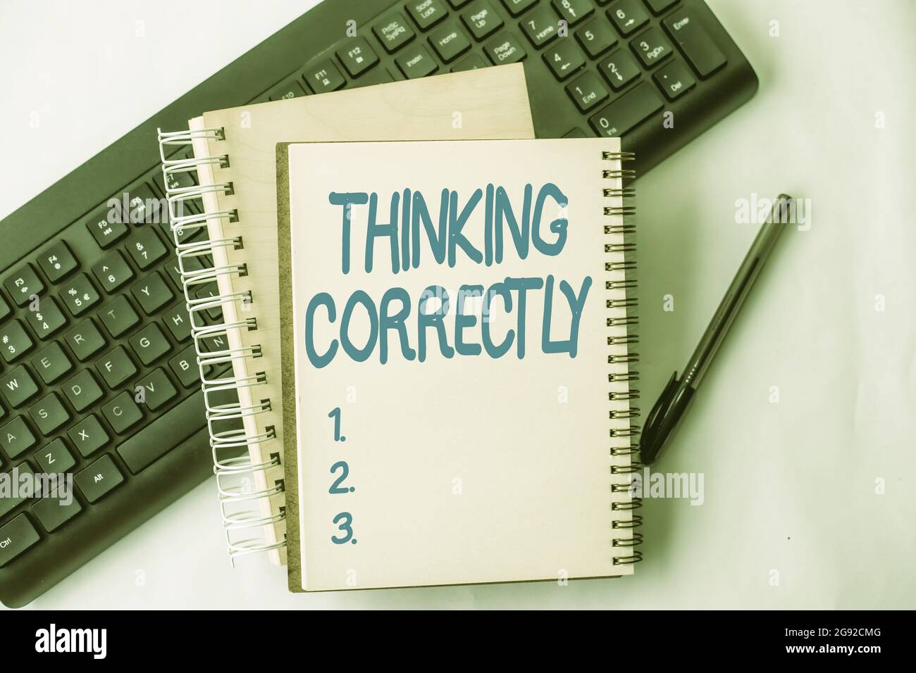 Hand writing sign Thinking Correctly. Business overview principle that ...