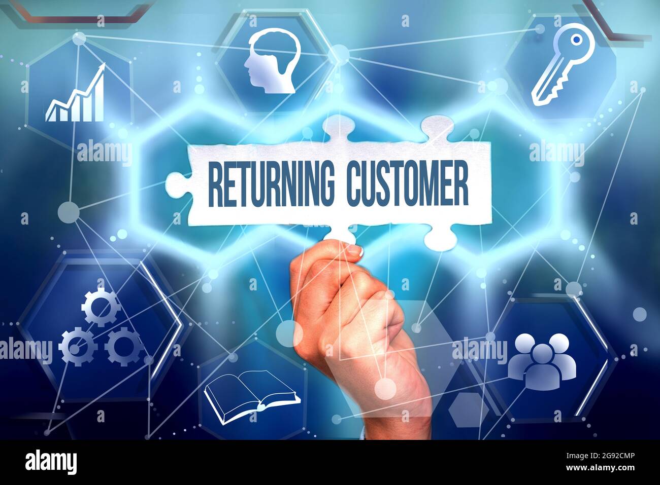 Conceptual caption Returning Customer. Word for customer returns again ...