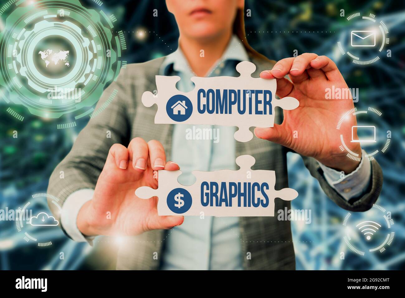 Conceptual display Computer Graphics, Business approach visual ...