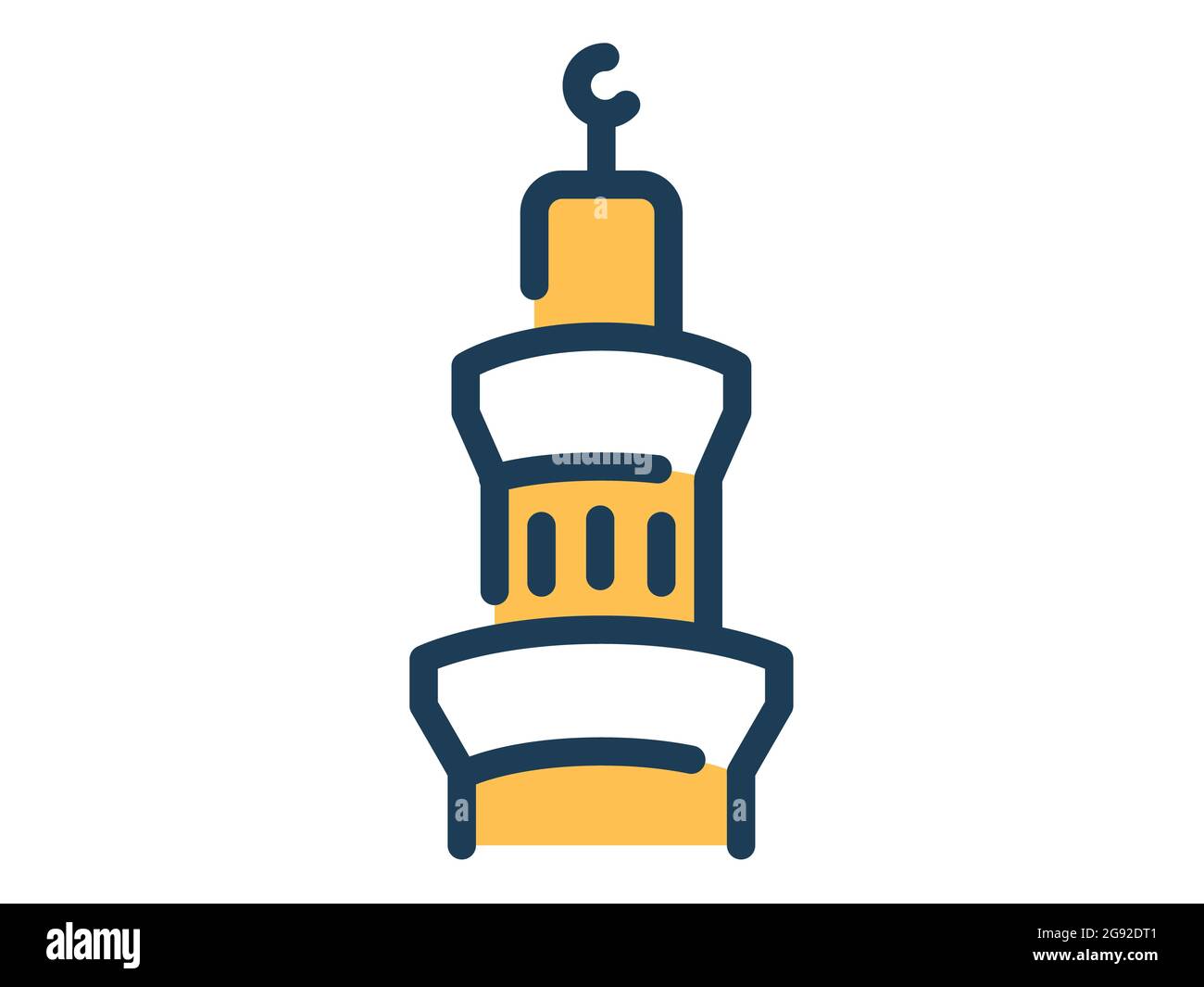 islamic tower building single isolated icon with dash or dashed line ...