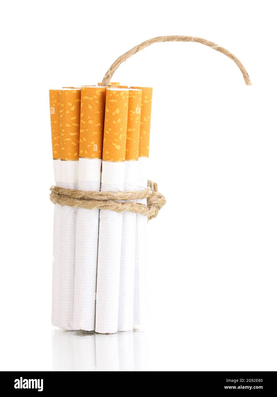 Cigarettes tied with rope and wick isolateed on white Stock Photo - Alamy