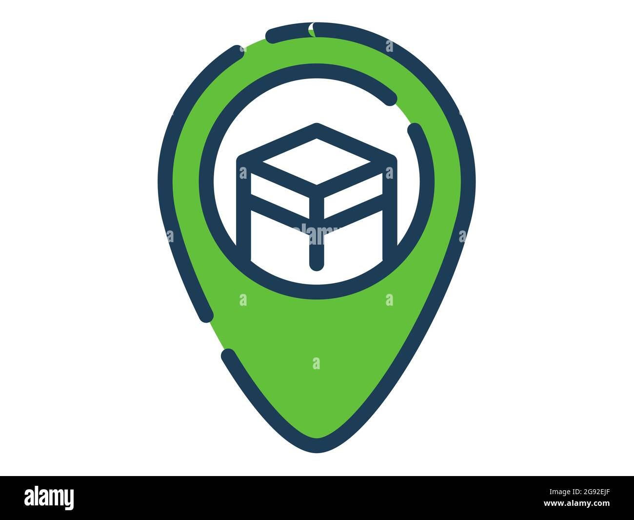 kaba mecca pin location single isolated icon with dash or dashed line ...