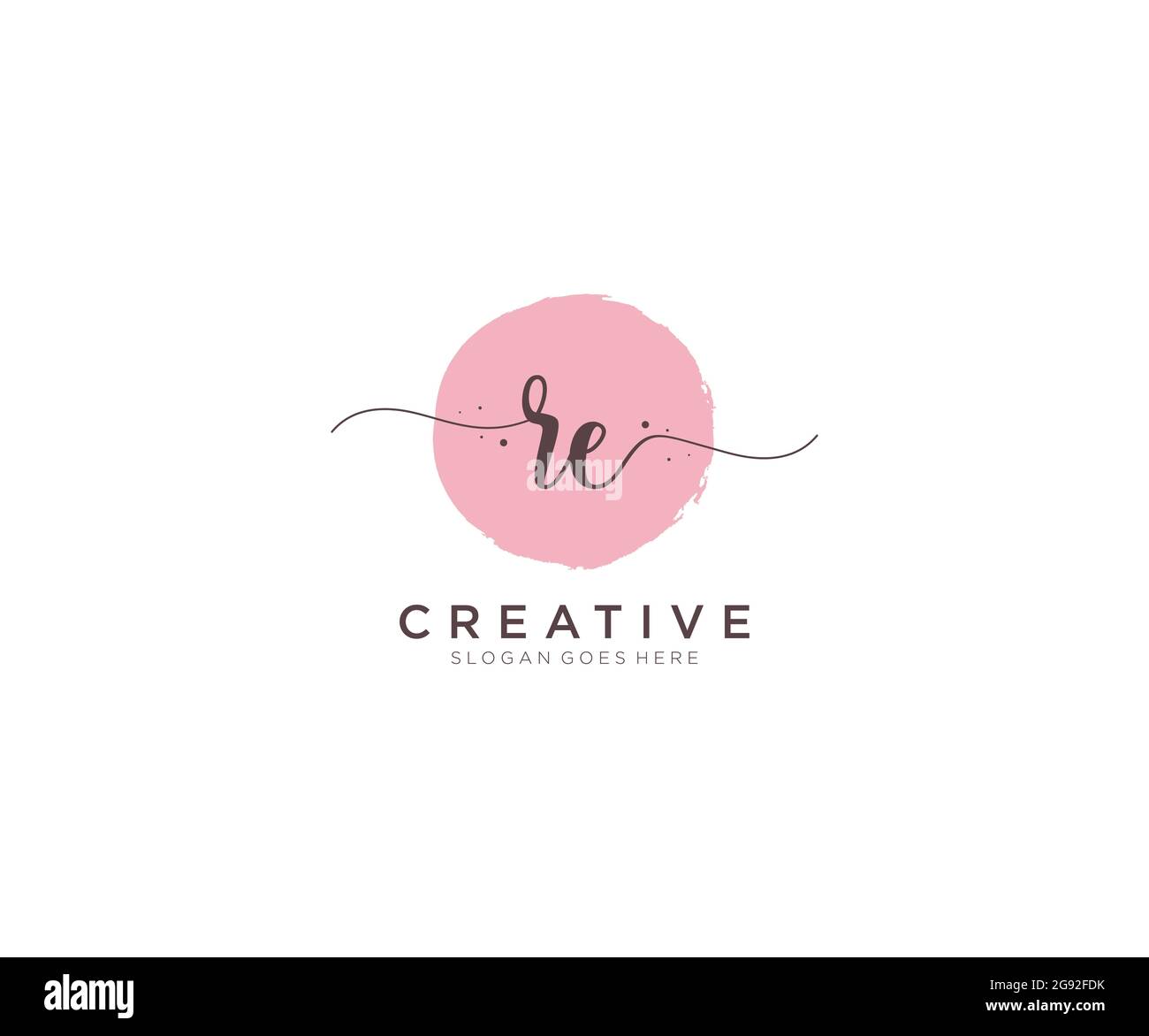 RE Feminine logo beauty monogram and elegant logo design, handwriting ...