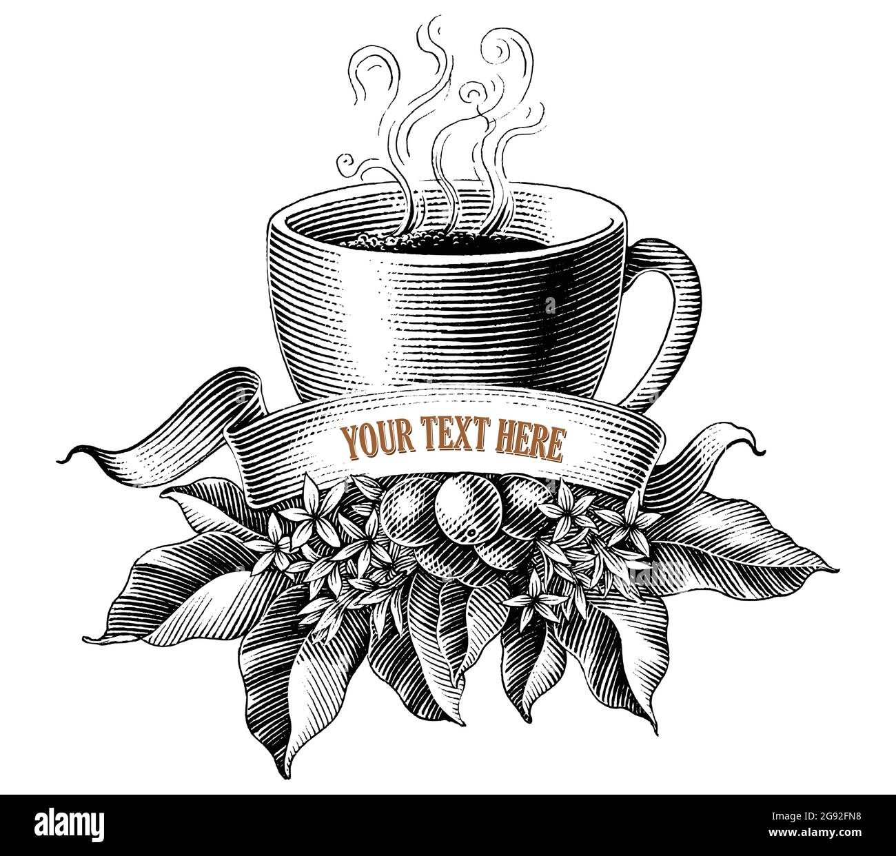 Coffee shop lodo design hand draw vintage engraving style black and ...